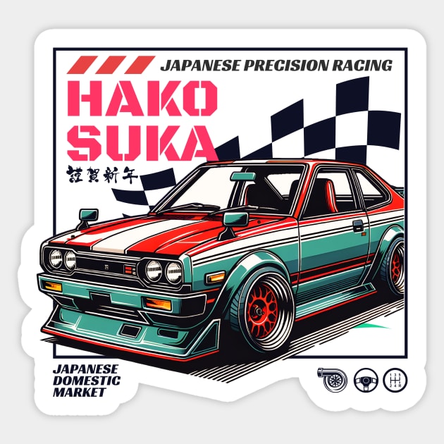 Retro JDM Hakosuka Japanese Racing Flag - Jdm - Sticker | TeePublic