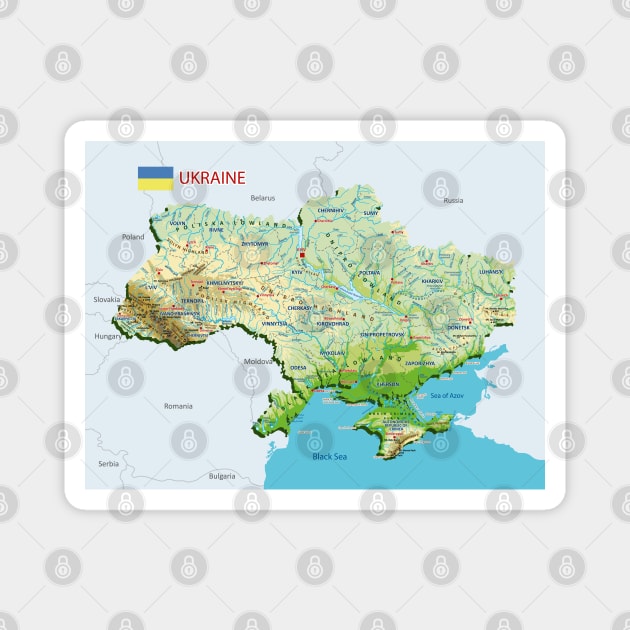 Topographic map of Ukraine - Ukraine Map - Magnet | TeePublic