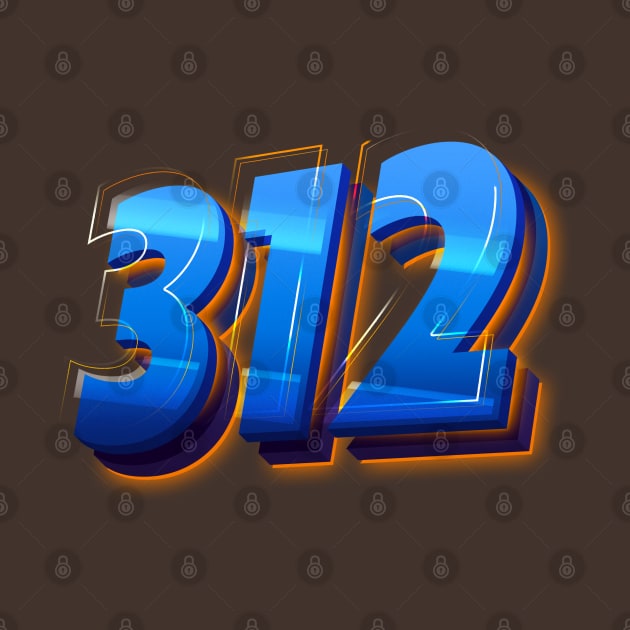 Chicago Area Code 312 - Neon-Bears Colors - Chicago - T-Shirt | TeePublic