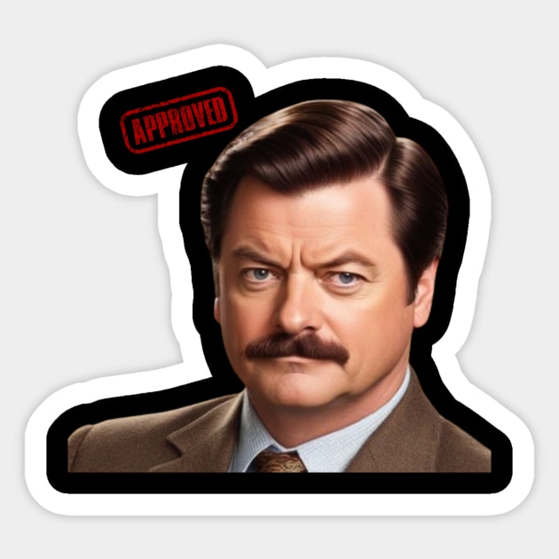 Ron Approves Funny Meme - Ron Swanson - Sticker | TeePublic