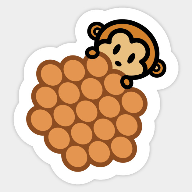Monkey Egg Puffs Waffles Bambu Brand - Monkey - Sticker | TeePublic
