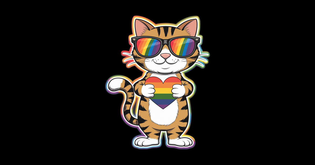 Gay Pride LGBT Rainbow - Cat Breed Maine Coon - LGBT Heart - Gay Pride ...