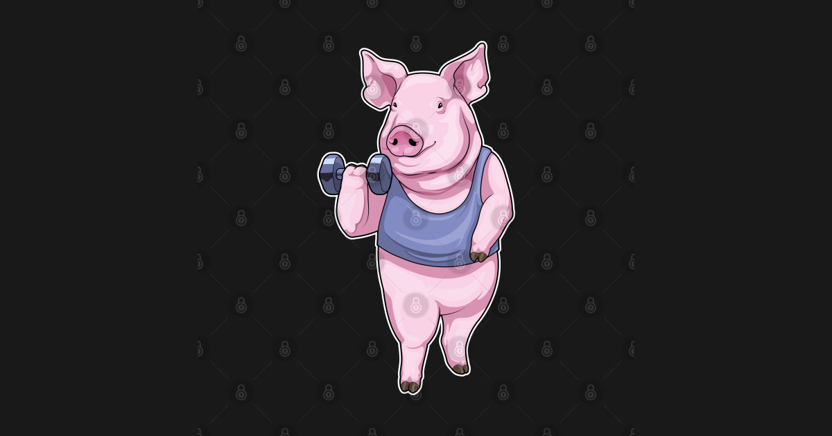 Pig Fitness Dumbbell - Bodybuilding - T-Shirt | TeePublic