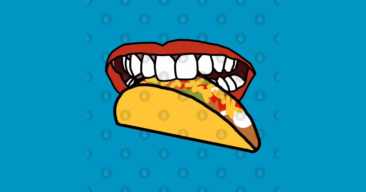 Food For Mouth With Red Lips and White Teeth Eating Taco - Food - T ...