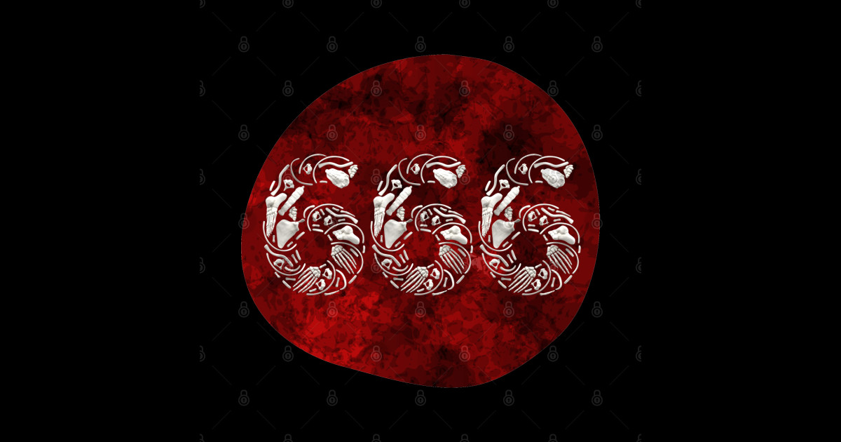Satanic 666 made of bones over blood-red texture - 666 - Magnet | TeePublic