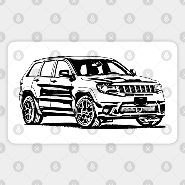 Cherokee Trackhawk Sketch Art - Jeep - Magnet | TeePublic