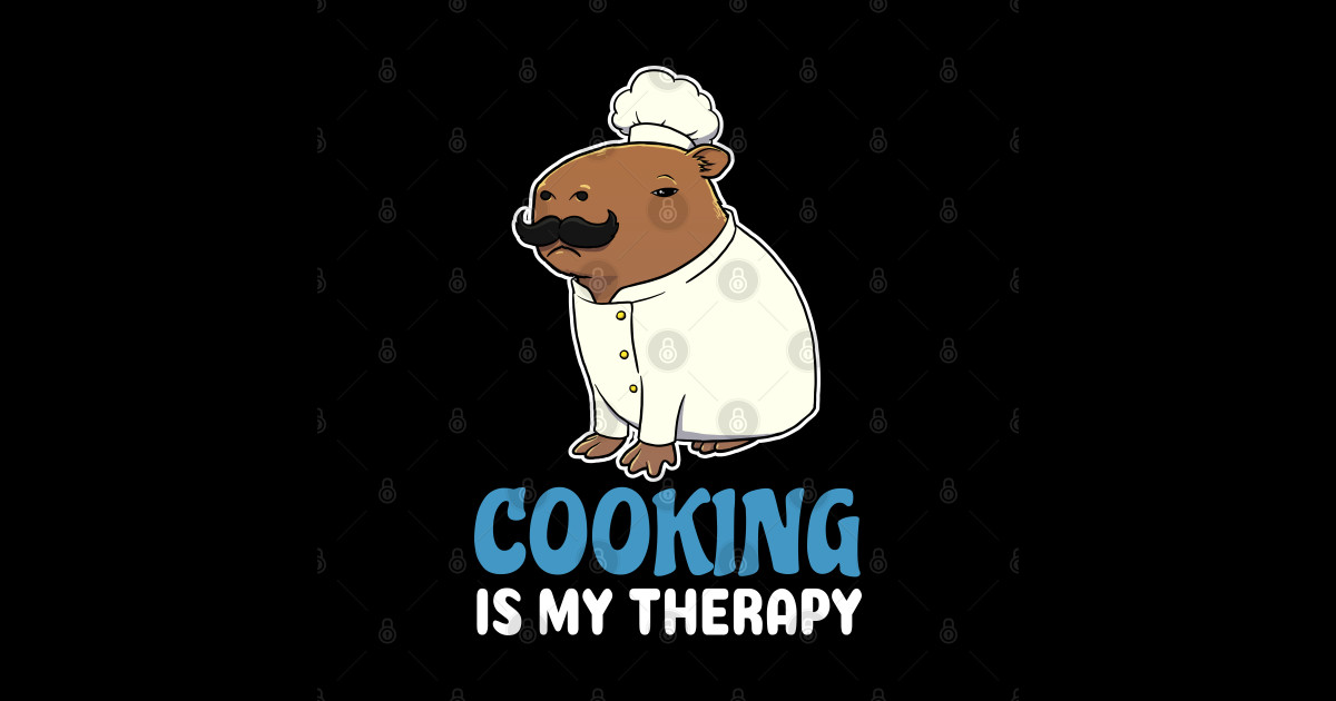 Cooking is my therapy cartoon Capybara - Cooking Lover - Sticker ...