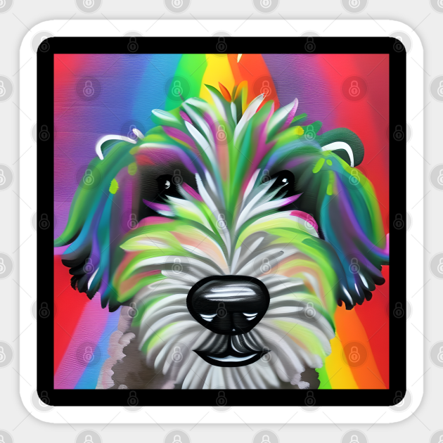 Sheepadoodle Rainbow Painting - Sheepadoodle - Sticker | TeePublic