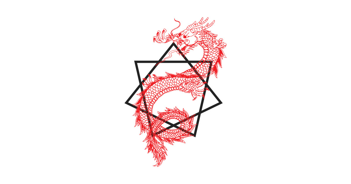 Asian Dragon With Sacred Geometry Heptagram (Seven Sided Star) Design ...
