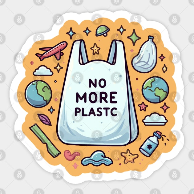 No More Plastic Bag (3) - Say No To Plastic Bags - Sticker | TeePublic