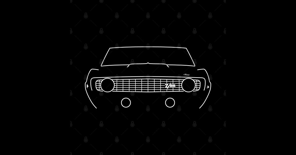 1969 Camaro Z/28 classic American muscle car outline line drawing ...