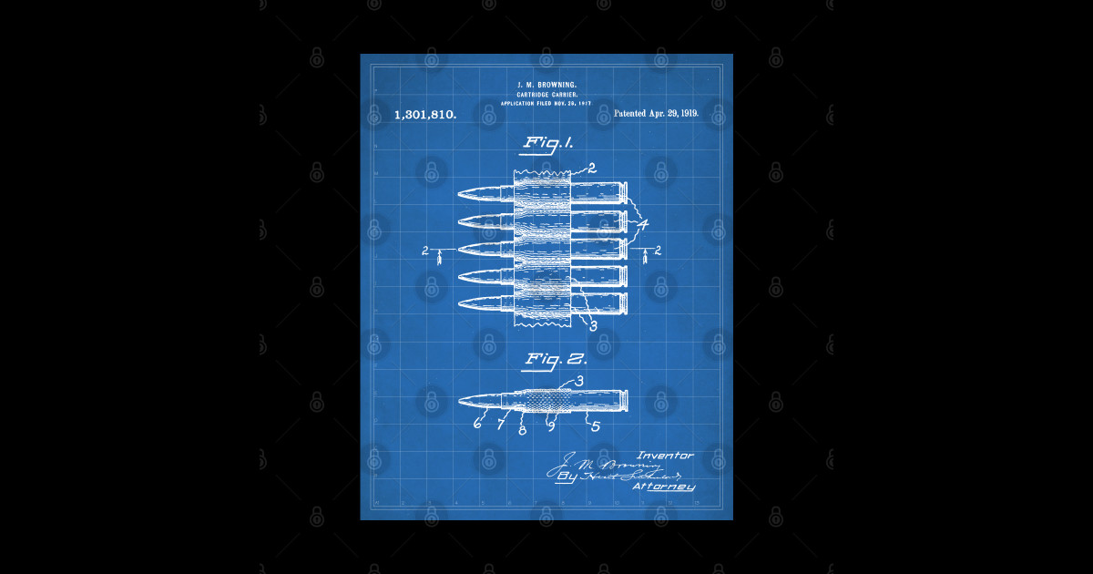 Bullet Cartridge Carrier Patent - Gun Lover Workshop Art - Blueprint ...