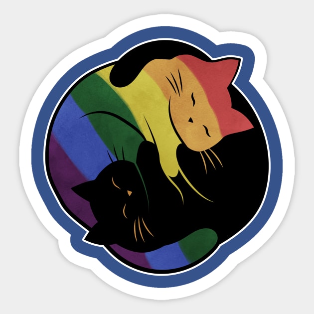 Rainbow Cat Yin Yang LGBT Gay Pride Flag - Gay - Sticker | TeePublic