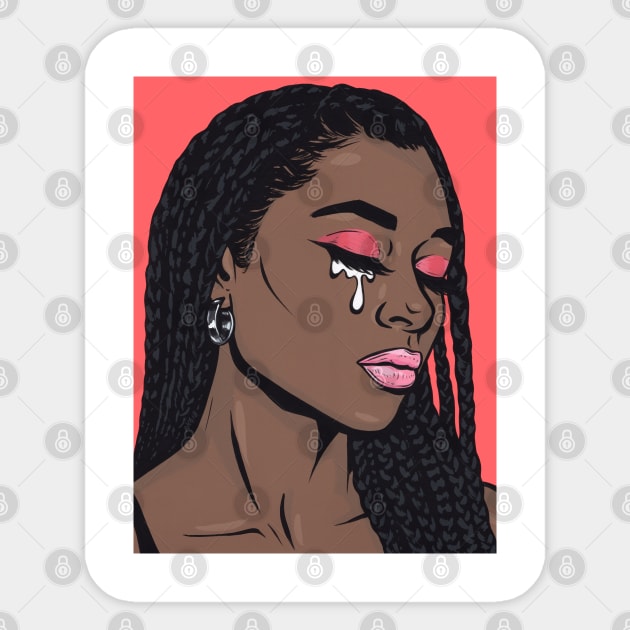 Coral Black Crying Comic Girl - Sadgirl - Sticker | TeePublic
