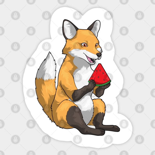 Fox Watermelon Fruit - Fox - Sticker | TeePublic