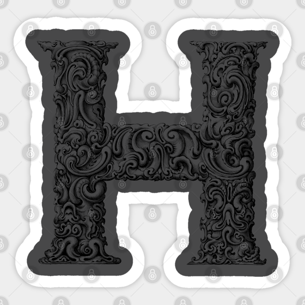 Vintage Initial Letter Lettering Alphabet H - Initial - Sticker | TeePublic