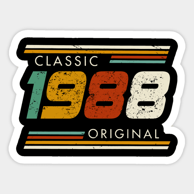 Classic 1988 Original Vintage - 1988 Birthday - Sticker | TeePublic