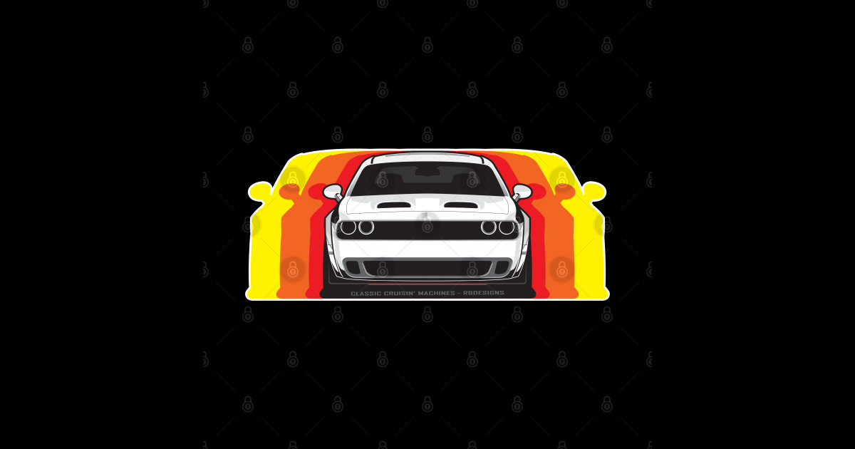 Dodge Challenger Hellcat BW red outline - Challenger - Posters and Art ...
