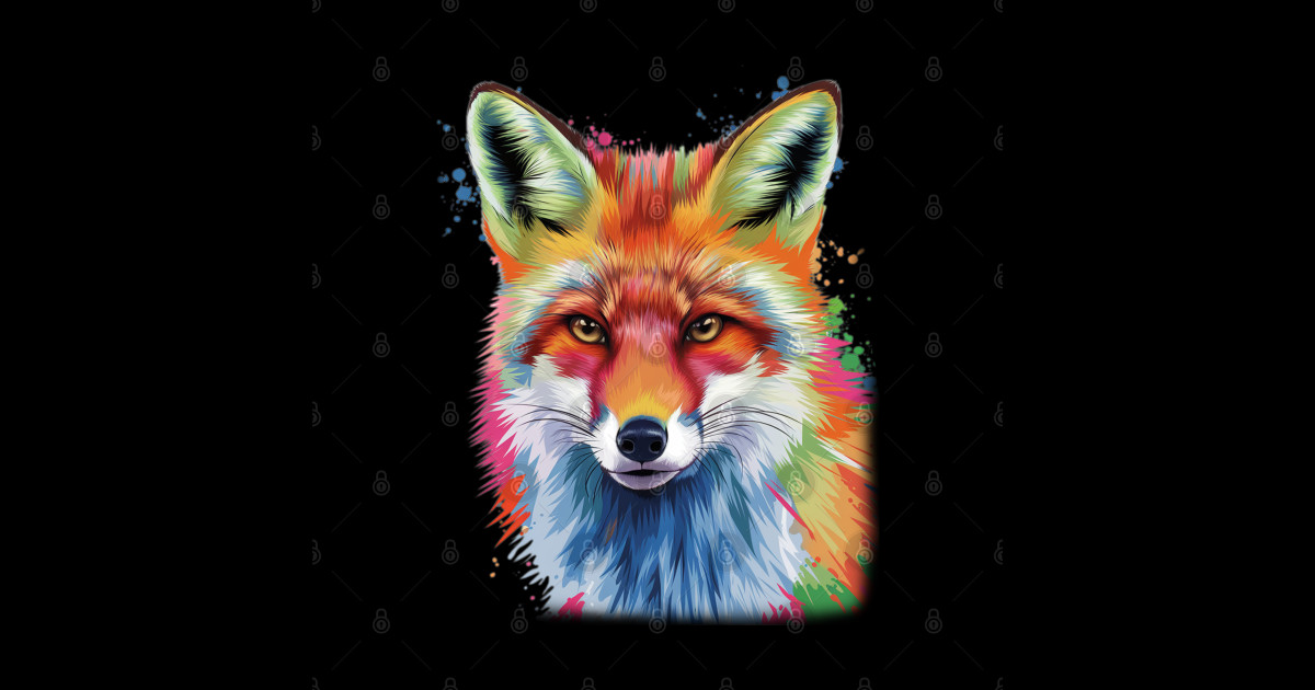 Colorful Fox Head - Colorful Fox - Sticker | TeePublic