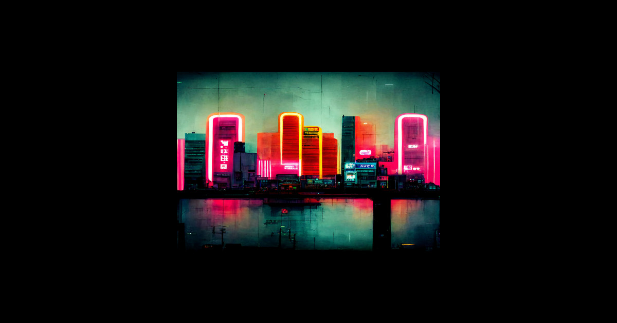 Neon Tokyo City Skyline Buildings In Neon light / Tokyo City Silhouette ...