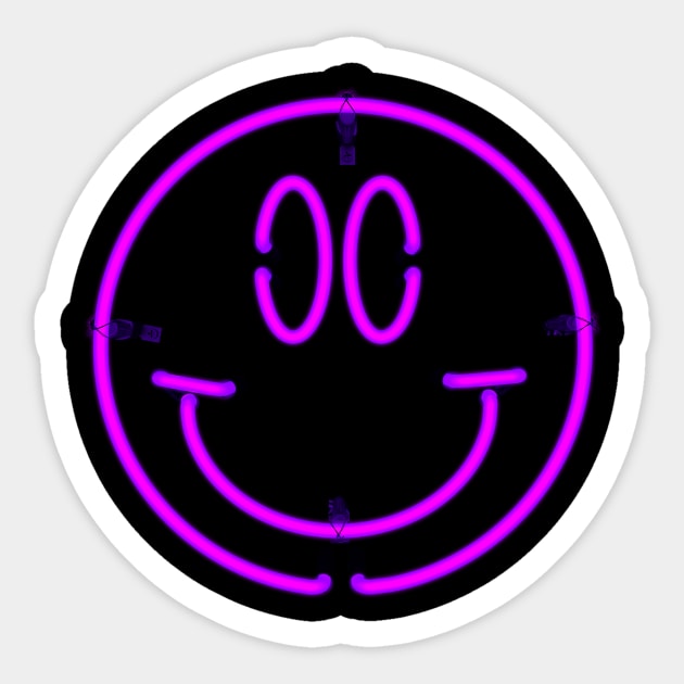 Neon Happy Face - Happy Face - Sticker | TeePublic