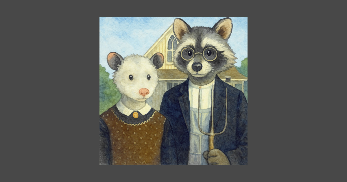 Critter Gothic - American Gothic Parody with Racoon and Possum ...
