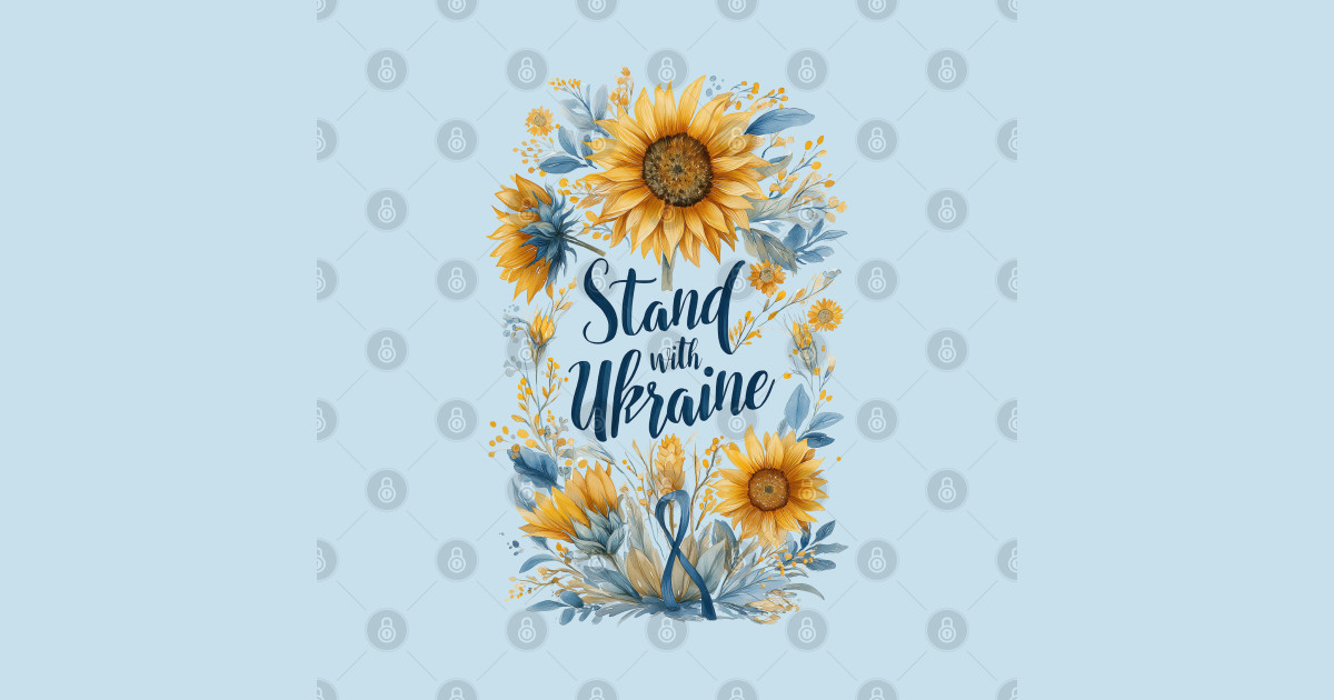 Stand With Ukraine Sunflower Frame - Save Ukraine - T-Shirt | TeePublic