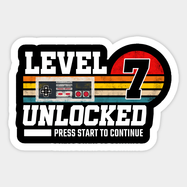 Level 7 Unlocked 7 Year Old Gamer 7th Birthday Gaming - Video Gamer ...