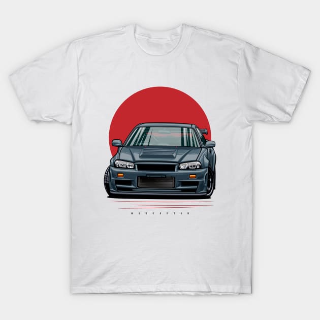 Skyline GTR R34 - Nissan Skyline Gtr R34 - T-Shirt | TeePublic