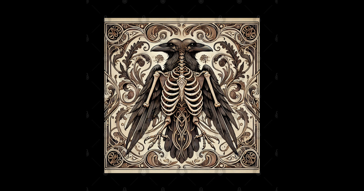Raven and Skeleton - Raven - Posters and Art Prints | TeePublic