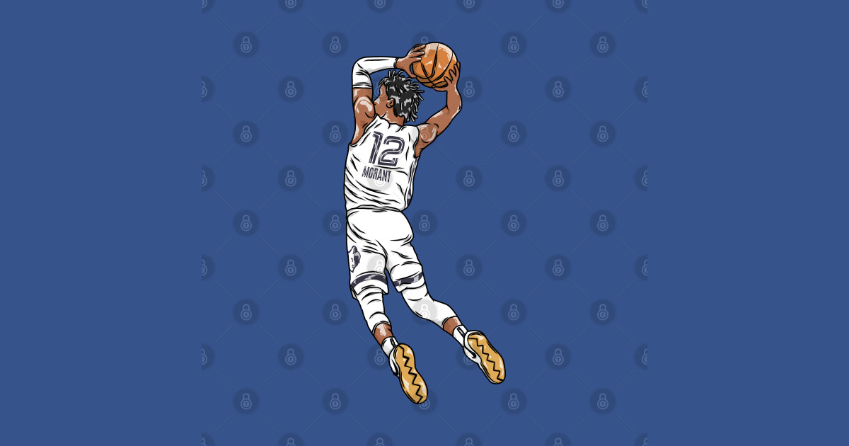 Ja Morant Dunk Grizzlies Cartoon Drawing - Ja Morant - T-Shirt | TeePublic