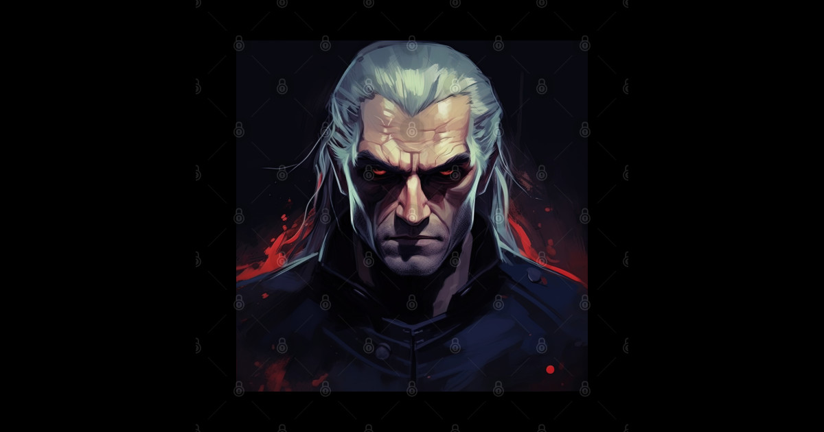 Witcher with angry face and red eyes - Witcher - Sticker | TeePublic