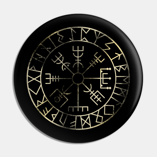 Vikings Vegvisir, Protection runes and compass in gold - Vikings - Pin ...