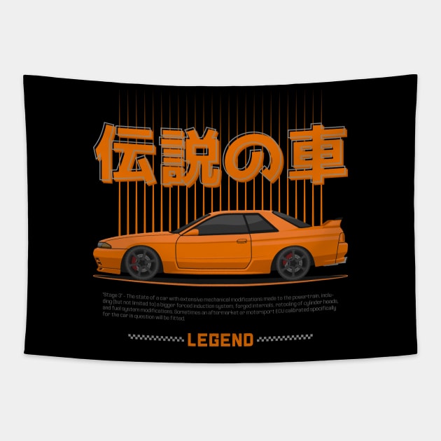 JDM Legend Orange Skyline GTR R32 - R32 Gtr - Tapestry | TeePublic