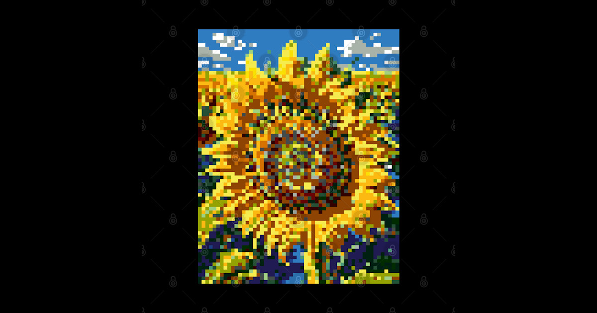 Bright Sunflower Pixel Art Nature Design - Sunflower - Sticker | TeePublic