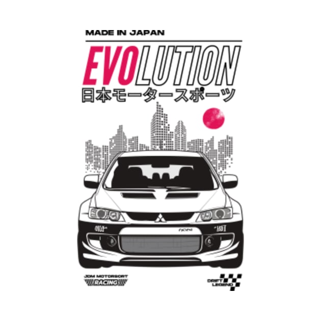 JDM Evolution Monochrome Japanese - Evo - T-Shirt | TeePublic