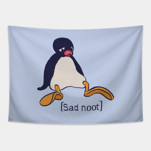 sad noot sitting penguin meme / pingu - Pingu - Tapestry | TeePublic