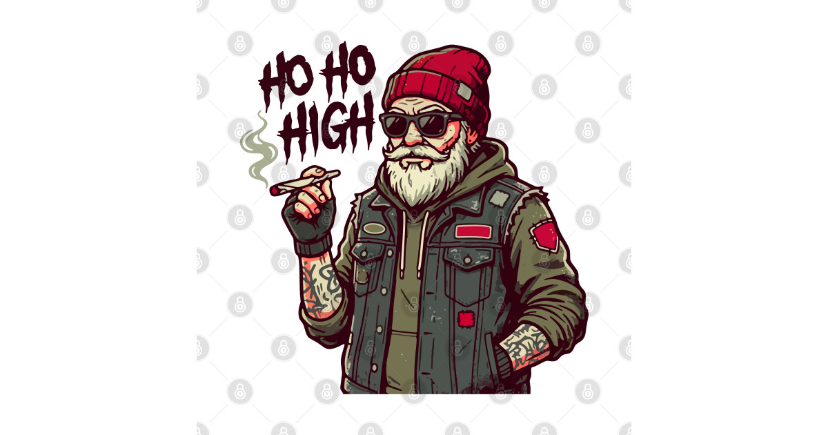 santa smoking weed ho ho high ! - Santa Claus - T-Shirt | TeePublic