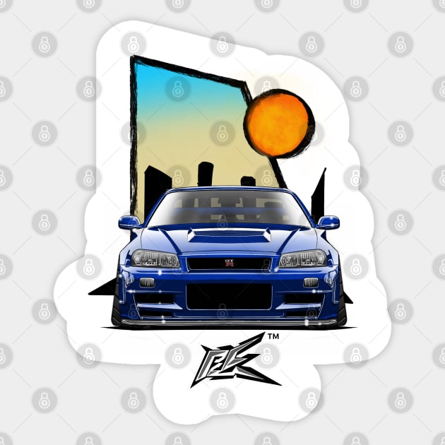 nissan skyline gtr r34 blue - Nissan Skyline Gtr R34 - Sticker | TeePublic