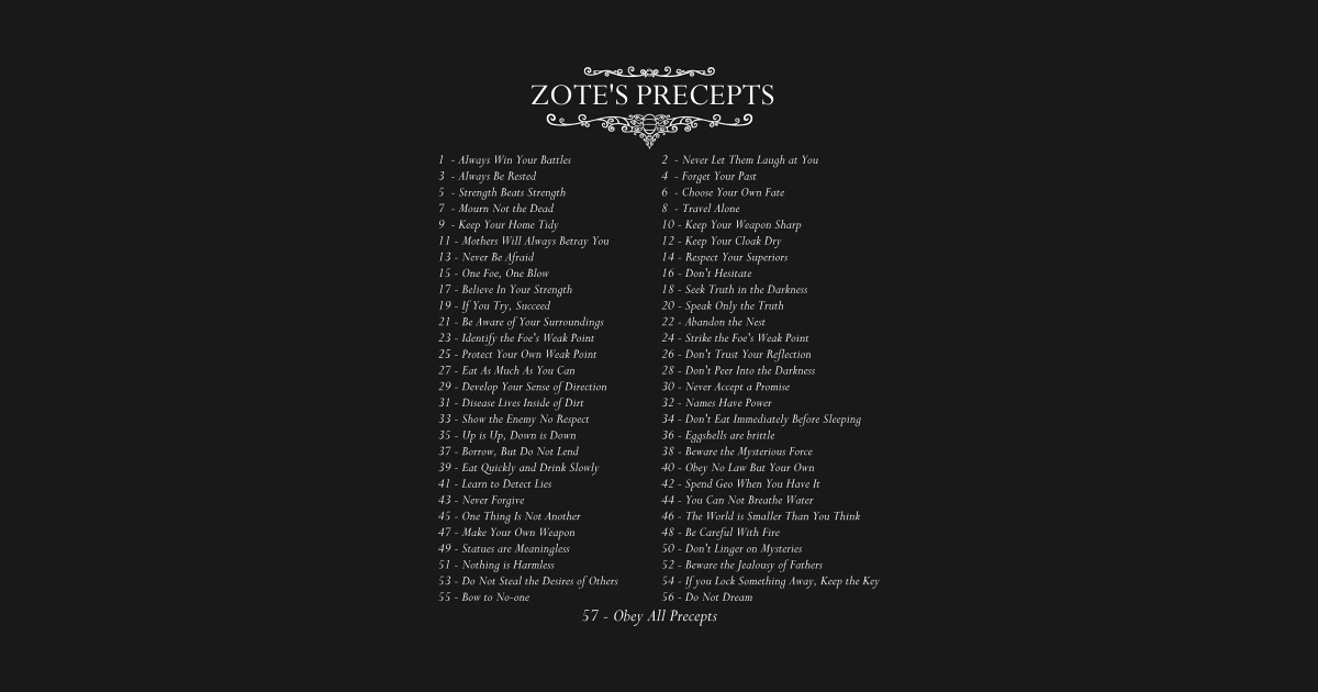The 57 Precepts of Zote - Hollow Knight - T-Shirt | TeePublic