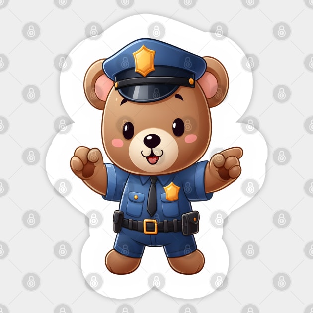 Cute Police Bear Kawaii - Police Bear - Sticker | TeePublic
