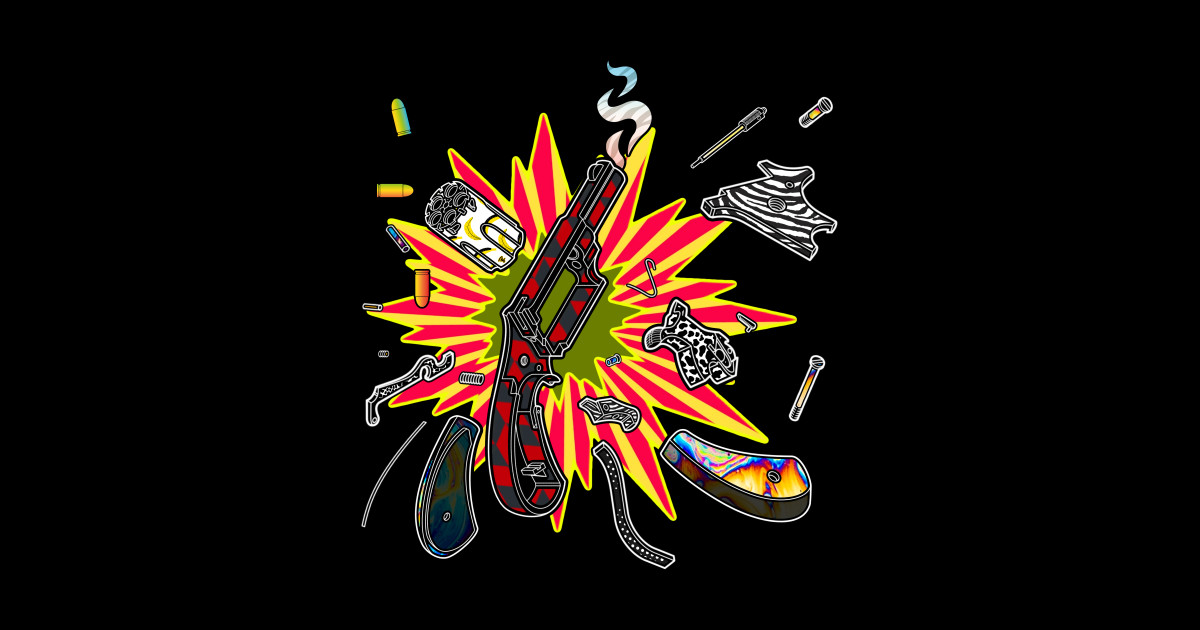 Super exploded pistol - Exploded - Sticker | TeePublic