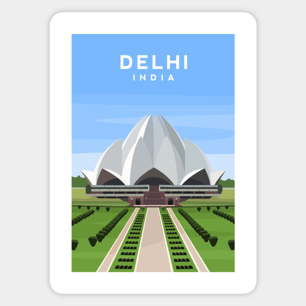 Delhi, India, Lotus Temple - Asia Travel Print - Delhi - Sticker ...