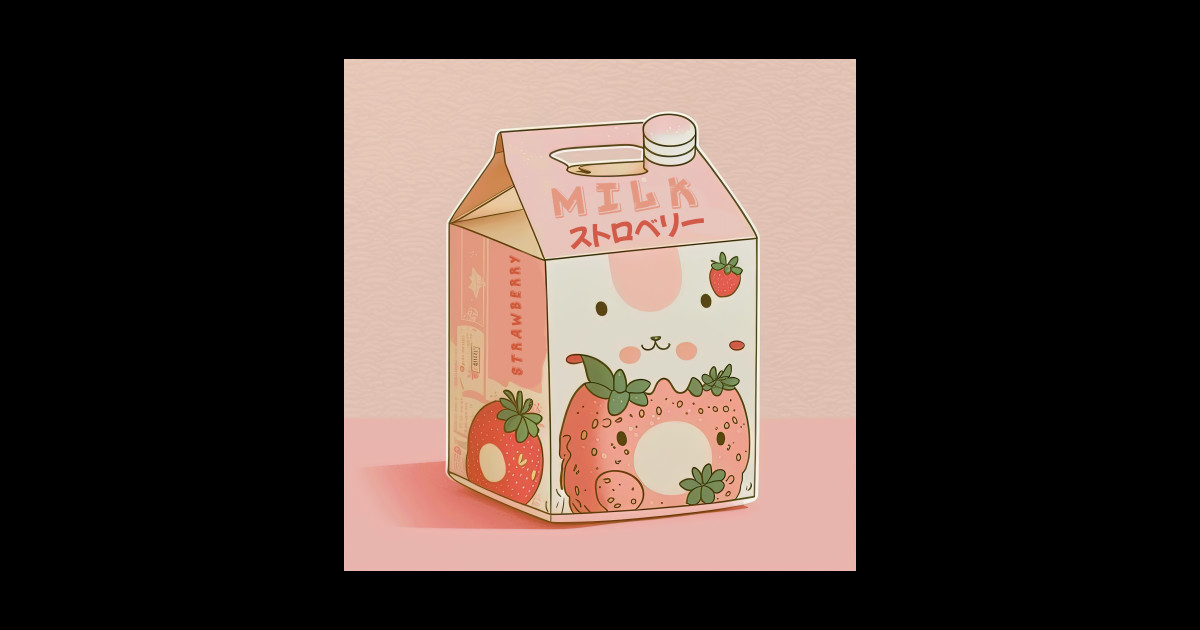 Anime Strawberry milk carton aesthetic kawaii - Strawberry Milk ...