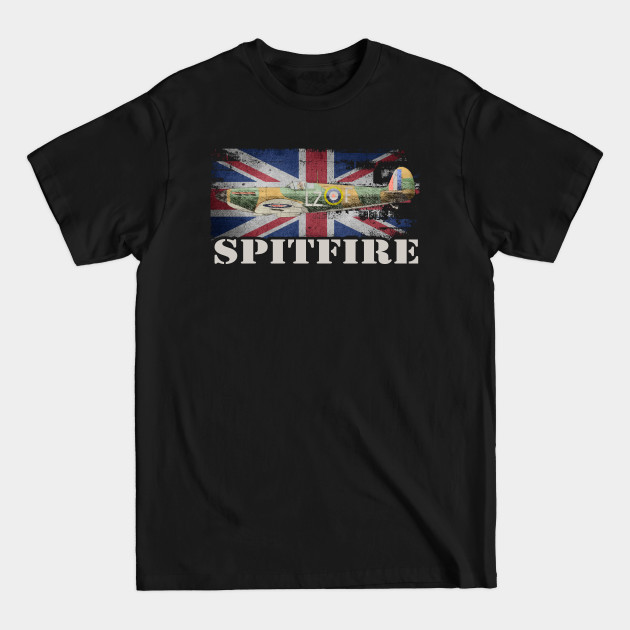 Spitfire Aircraft RAF Plane Union Jack Aeroplane - Spitfire - T-Shirt ...