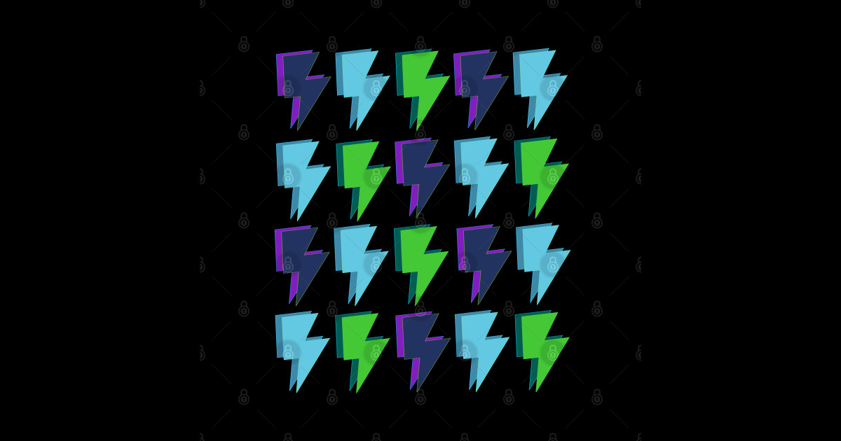 Green, Purple and Blue Lightning Bolts - Lightning - Sticker | TeePublic