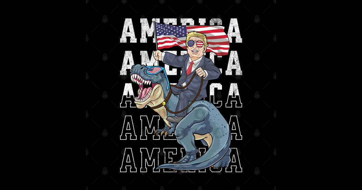 Trump Riding a Dinosaur - Trump Dinoasur - Sticker | TeePublic