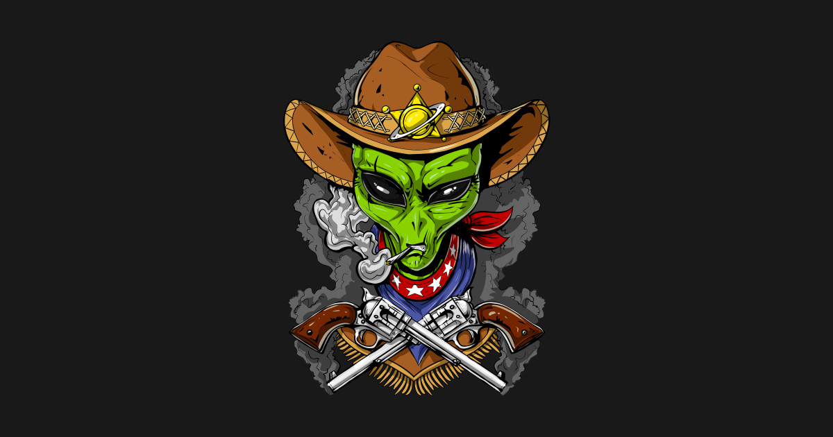 Space Alien Cowboy - Alien Cowboy - Pin | TeePublic