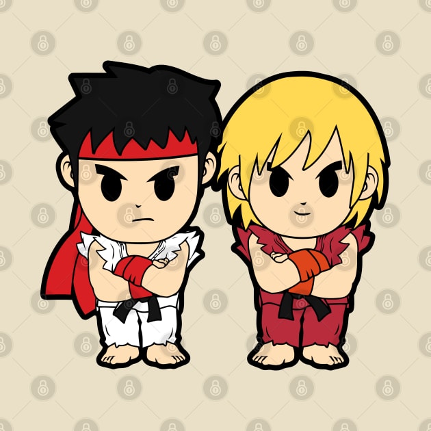 Ken and Ryu Street Fighter Chibi - Street Fighter - T-Shirt | TeePublic