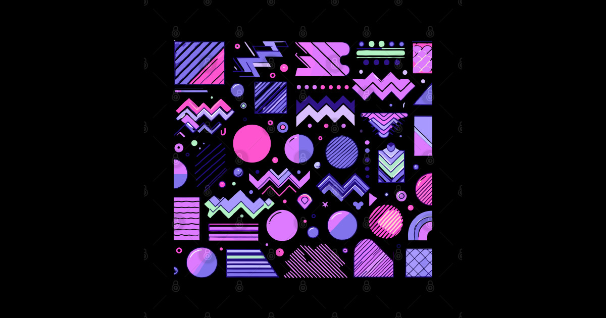 Pink Purple 80s Retro Geometric Pattern - Retro Pattern - Sticker ...